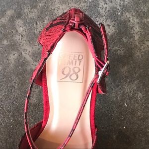 Speed Limit 98 | Shoes | Speed Limit98 Exam Red Snake Ankle Strap Heels ...